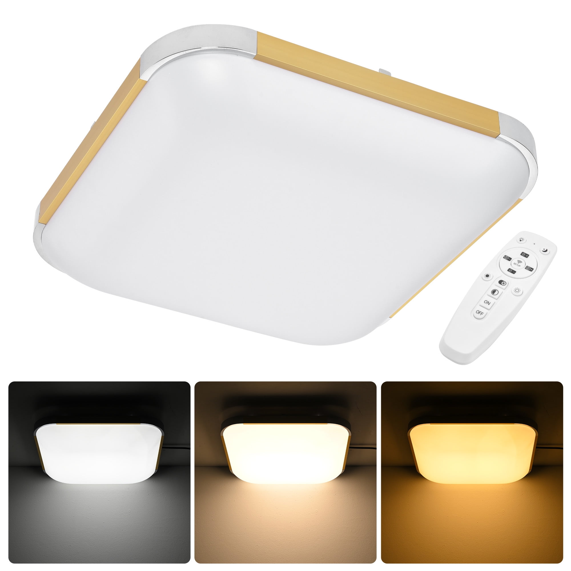 DELight 24W 18" Dimmable LED Ceiling Light, Indoor Fixture with Remote ...