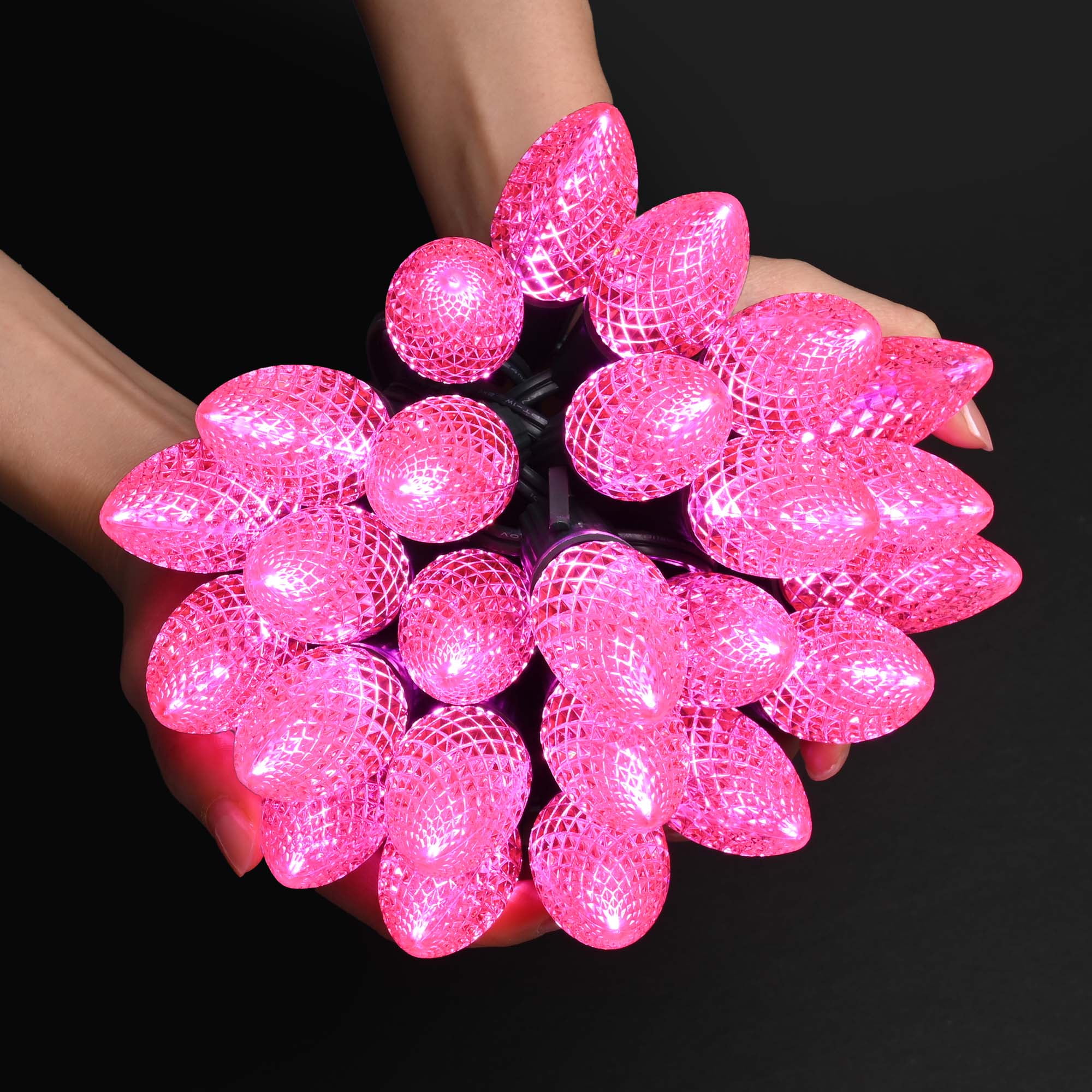 DELight 25 Pack C9 LED Christmas Light Bulbs Replacement Pink UL Listed ...