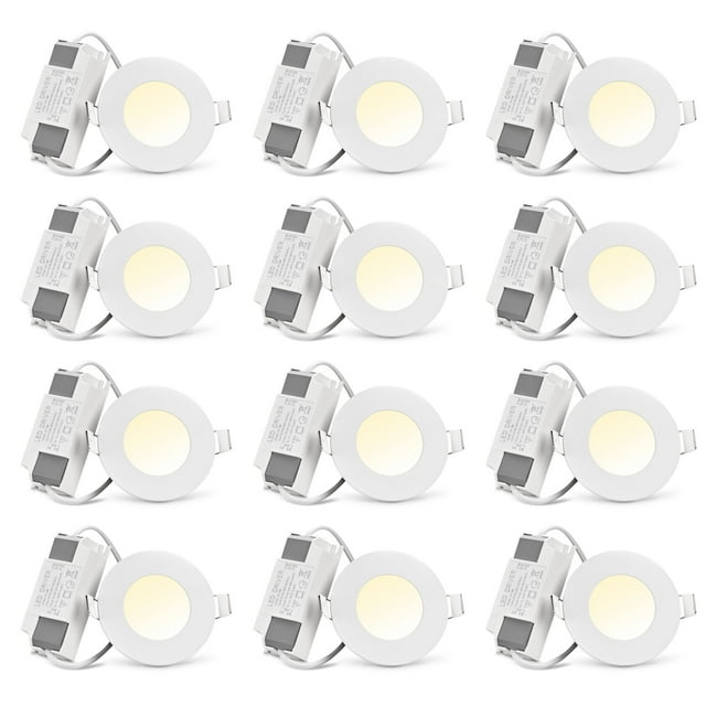 DELight 3 inch LED Recessed Light Ultra-Thin Canless 3CCT Downlight 12 ...