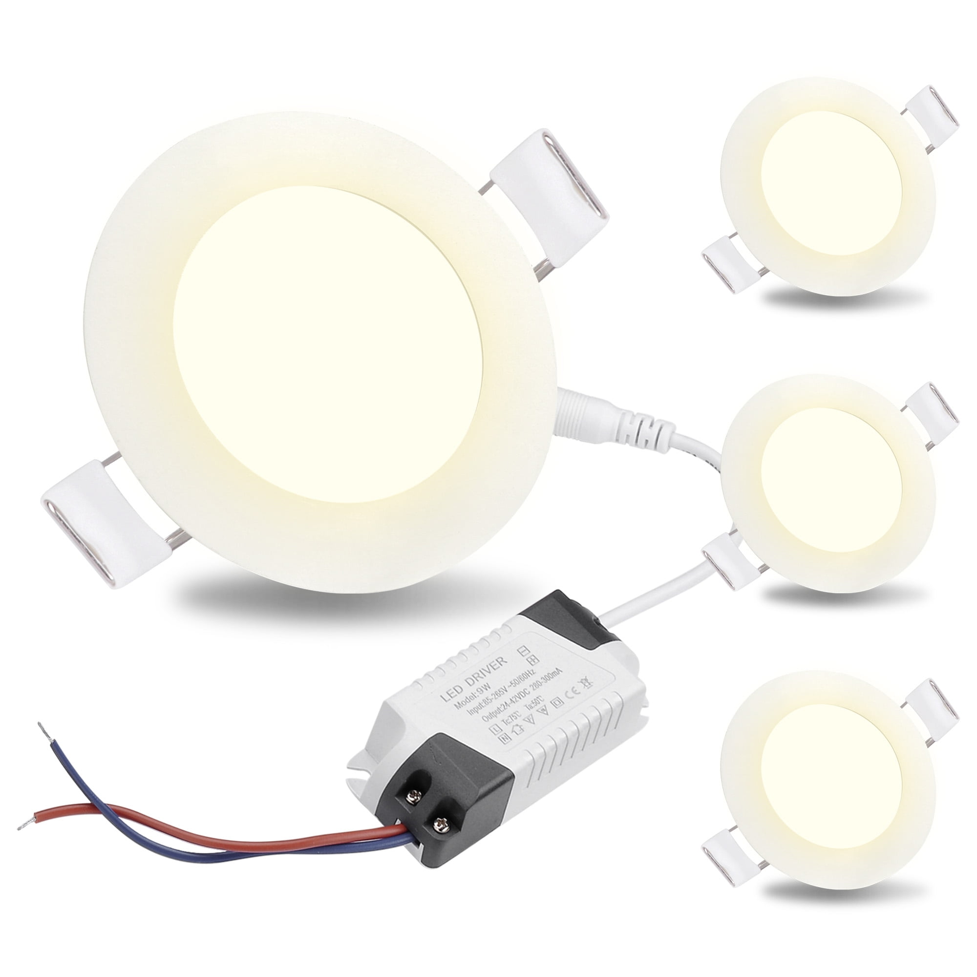 DELight 4 Pack 3 Inch LED Recessed Light Ultra-thin Ceiling Light Panel ...