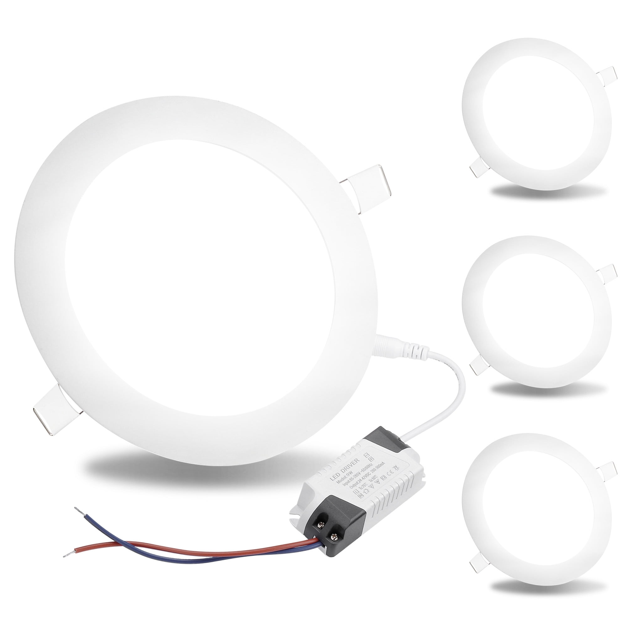 DELight 4 Pack 6 Inch LED Recessed Light Ultra-thin Ceiling Panel 6000K ...