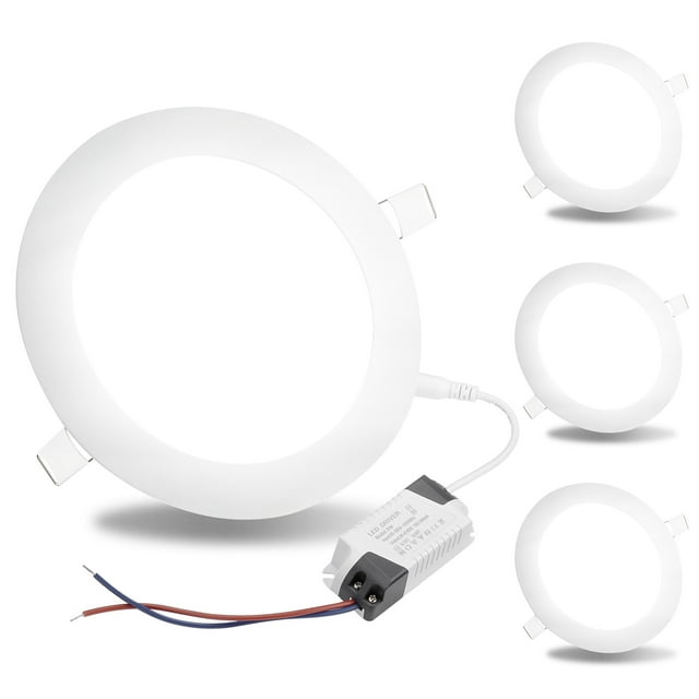 DELight 4 Pack 6 Inch LED Recessed Light Ultra-thin Ceiling Panel 6000K ...