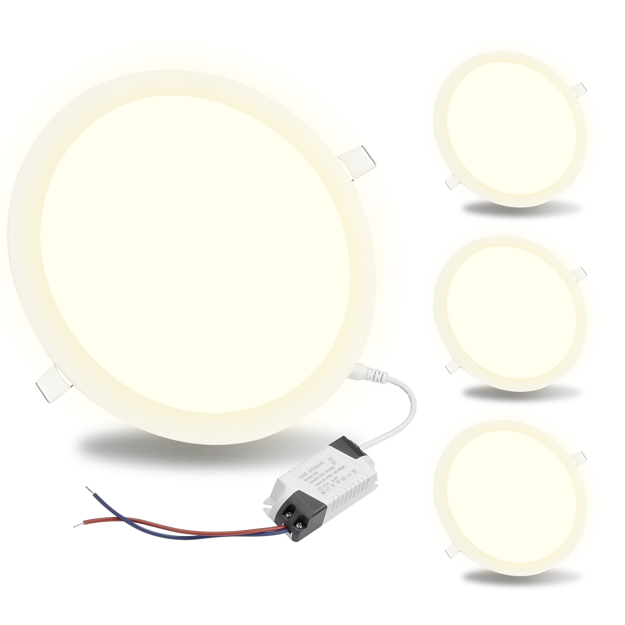 DELight 4 Pack LED Recessed Ceiling Light Panel 8 Inch 3000-3500K Warm ...