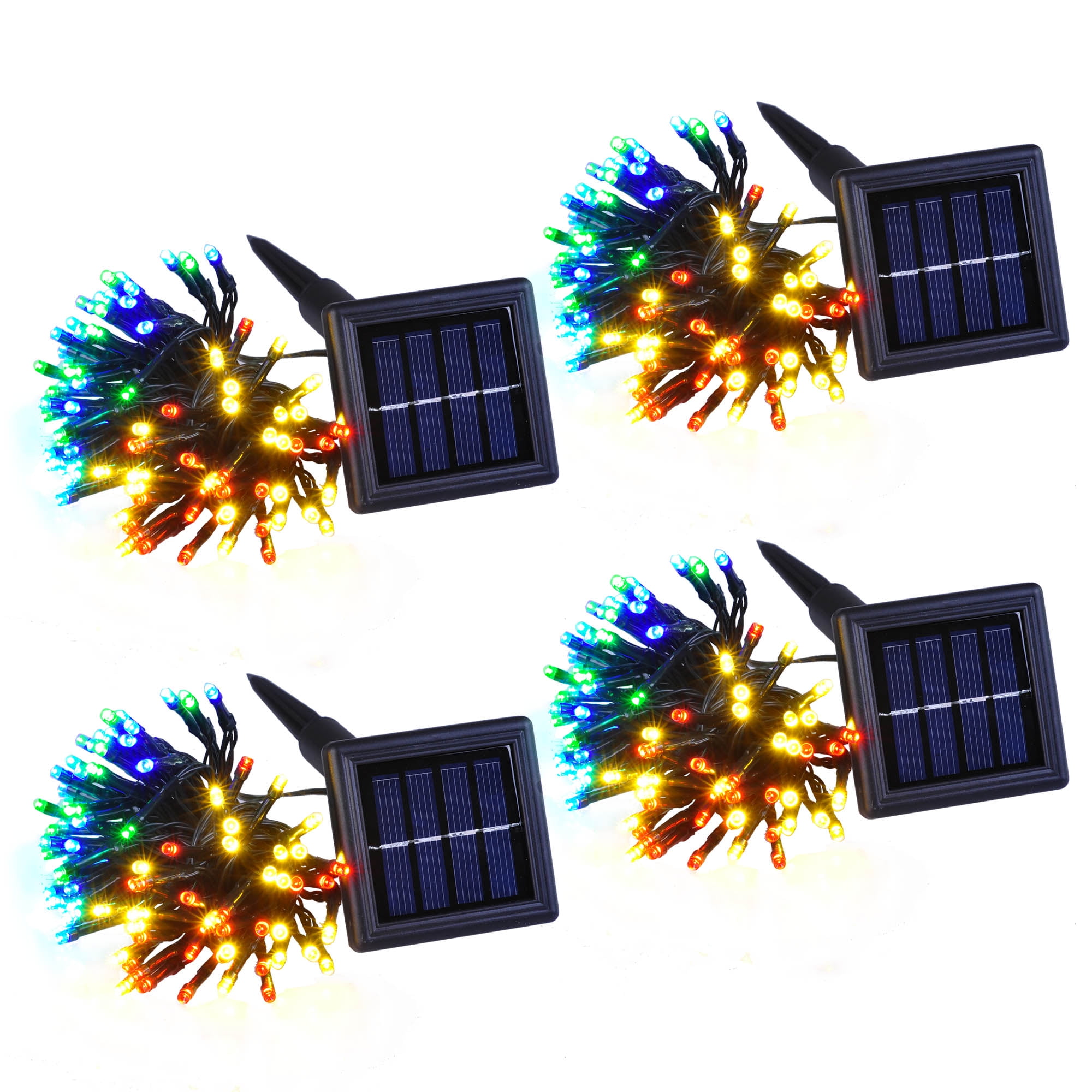 DELight 4Pcs Solar String Lights 36FT 100 LED Waterproof RGBY Solar ...
