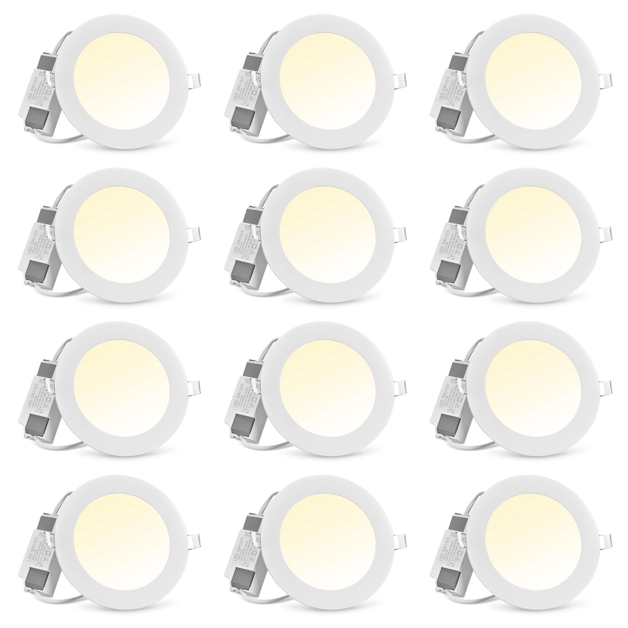 DELight 5 inch LED Recessed Light Ultra-Thin Canless 3CCT Downlight 12 ...