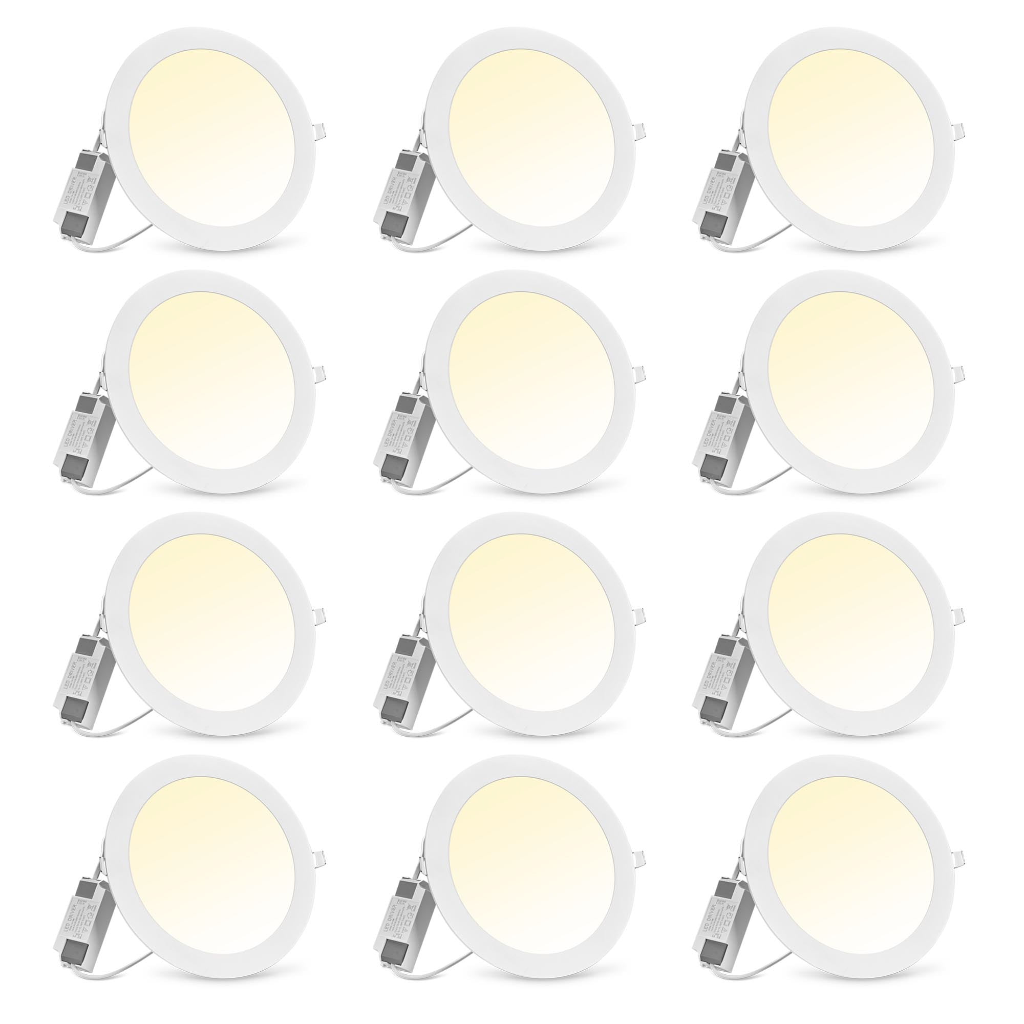 DELight 6 inch LED Recessed Light Ultra-Thin Canless 3CCT Downlight 12 ...