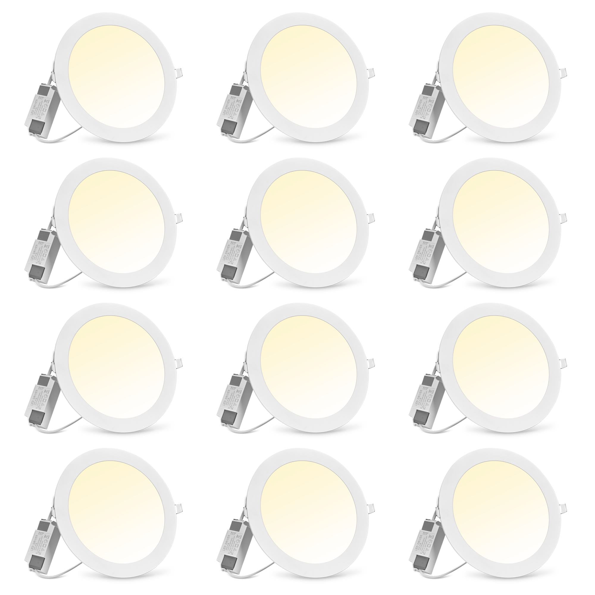 DELight 6 inch LED Recessed Light Ultra-Thin Canless 3CCT Downlight 12 ...