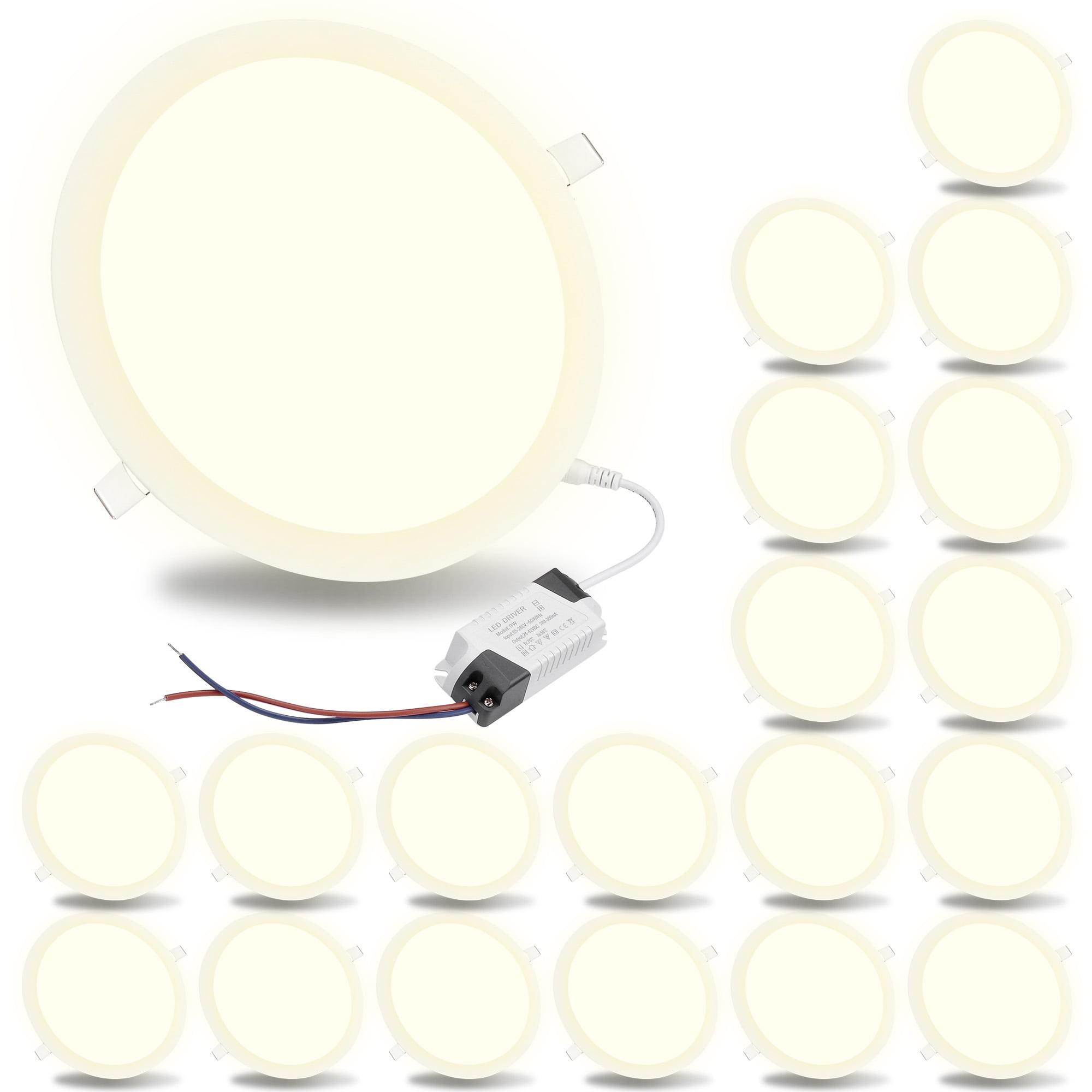 DELight 7" LED Recessed Ceiling Lights, 20 Pack, 15W, 1000LM, 3000 ...