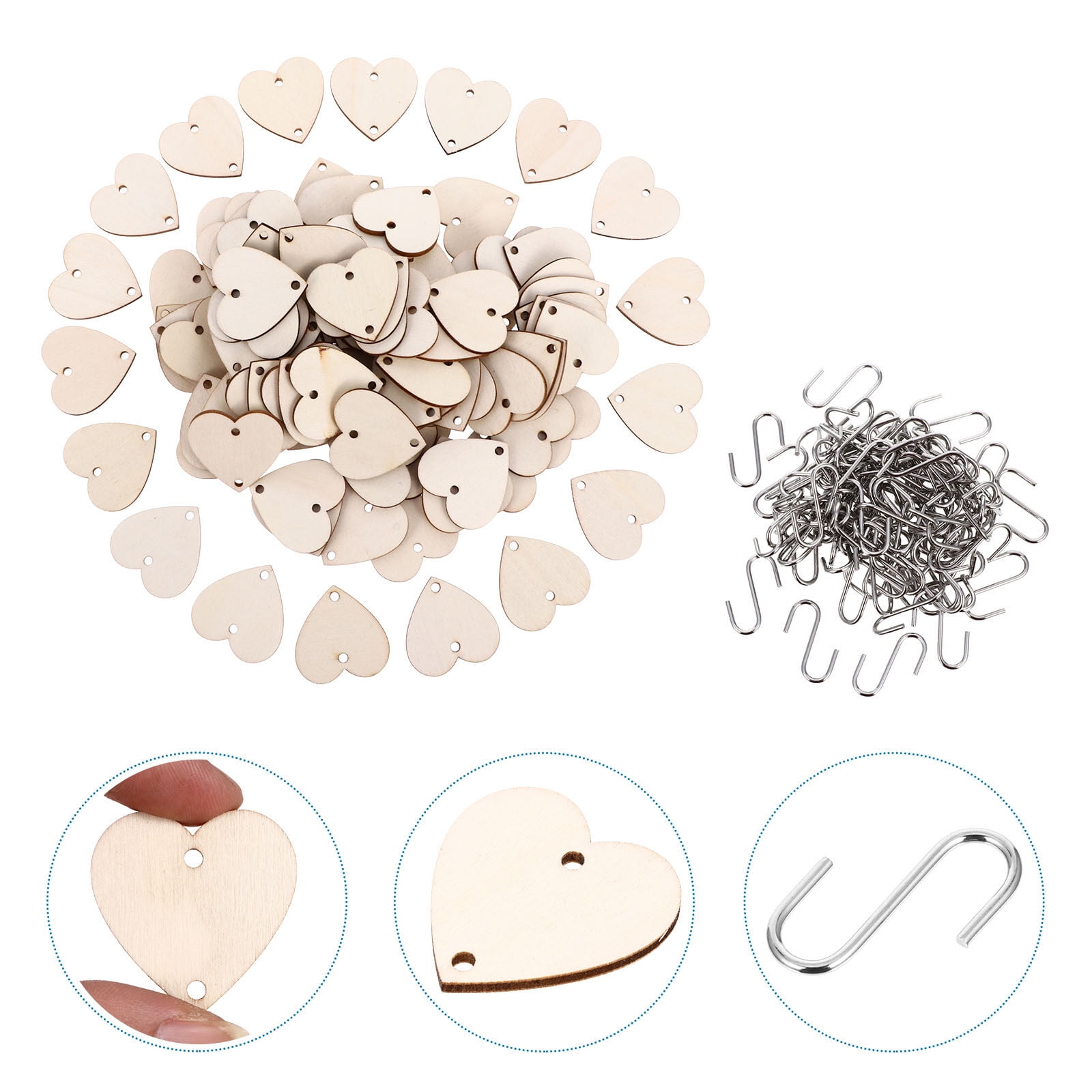 DEMACRIO 1 Set Wooden Cutouts for Diy Project Wood Ornament Heart Shape ...