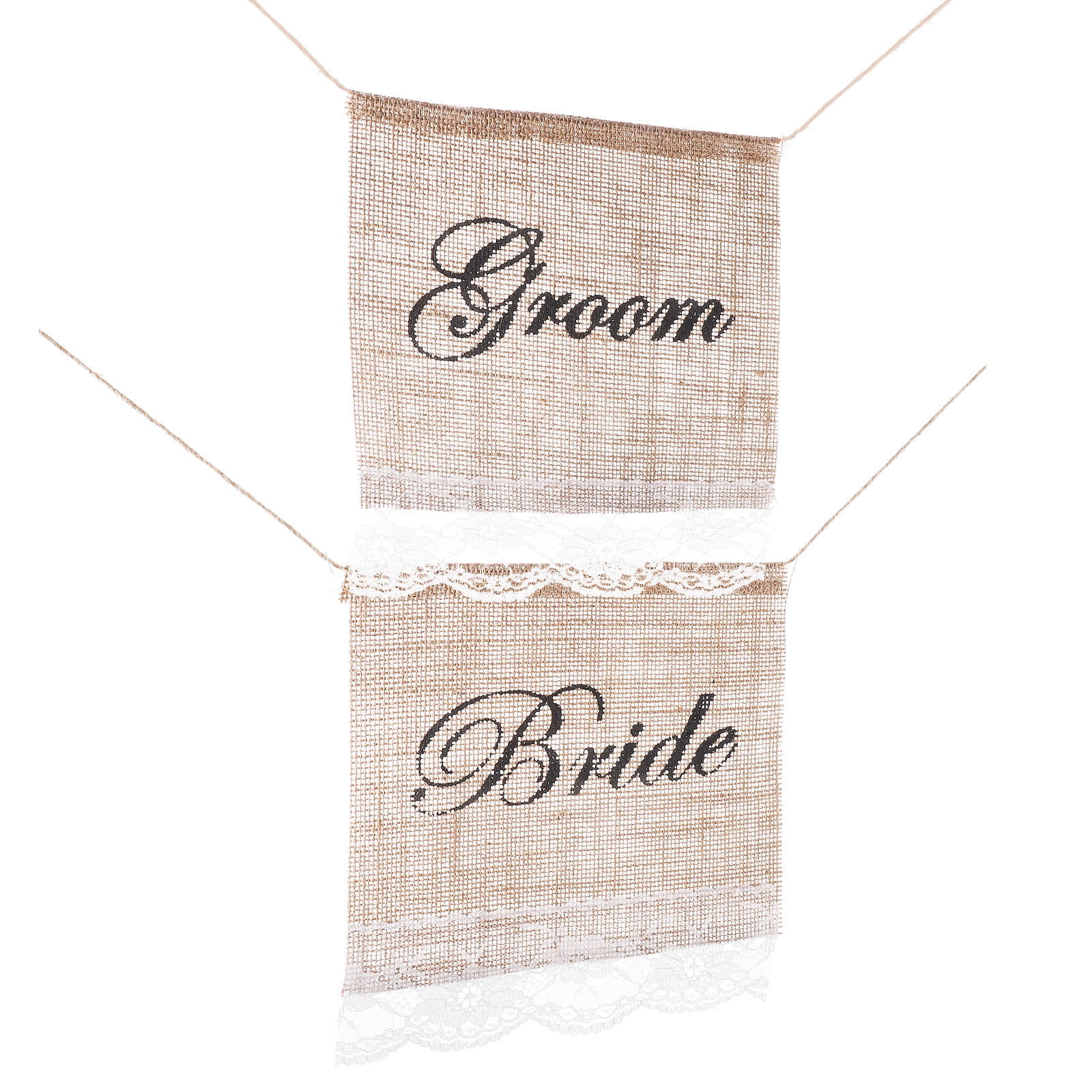 DEMACRIO 2Pcs Bride & Groom Hessian Chair Banner Burlap Rectangular ...