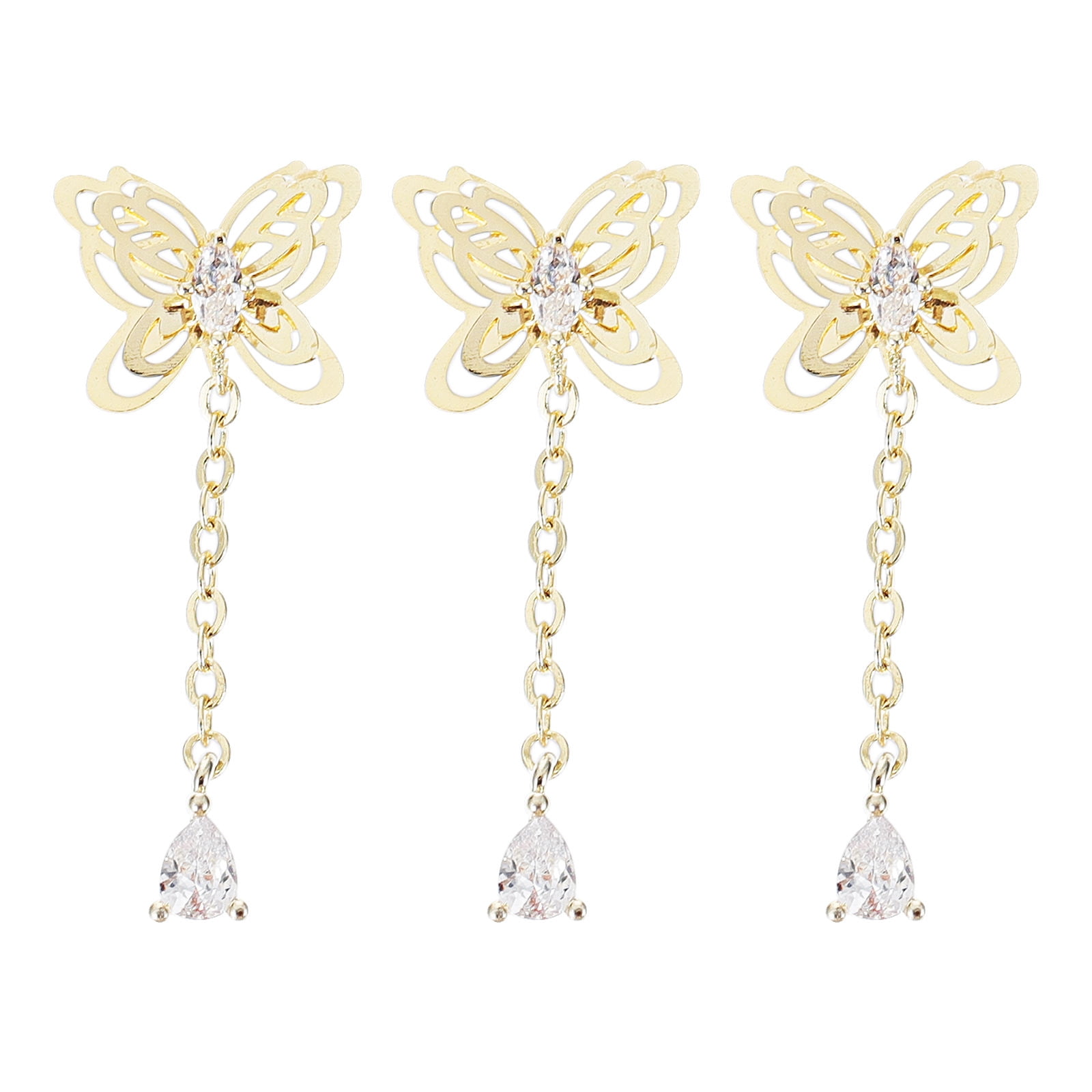 DEMACRIO 3Pcs Nail Charms Manicure Pendants Golden Metal Chain Shape ...