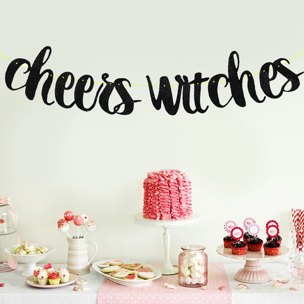 DEMACRIO Decor Cheers Witches Banner 1 Set 17x6x0.4In 3M Rope Black ...