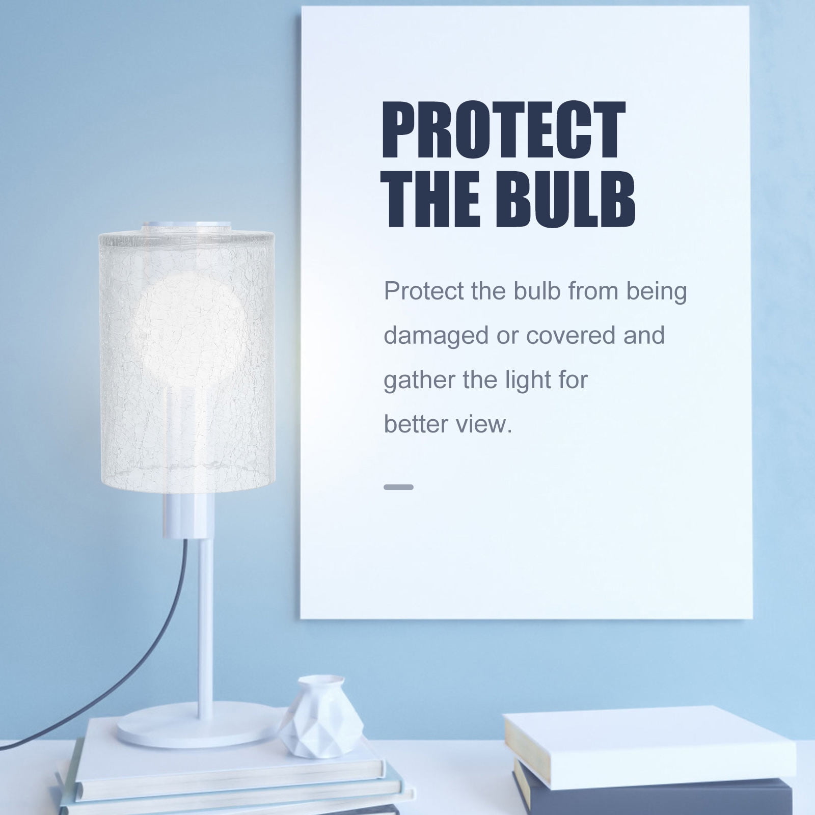 DEMACRIO Glass Lampshade Cracked Grain Lamp Chimney Home Table Lamp ...