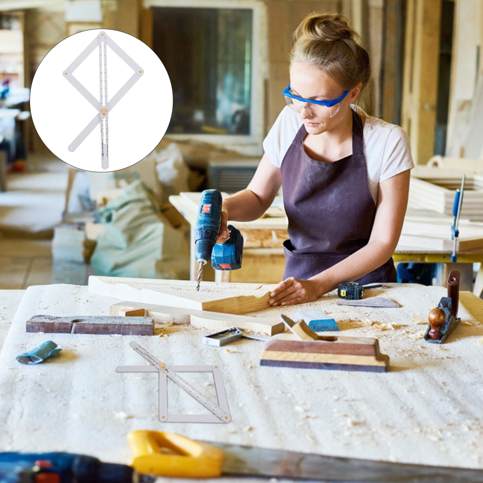 DEMACRIO Silver Stainless Steel Wood Working Corner Protractor 1Pack ...