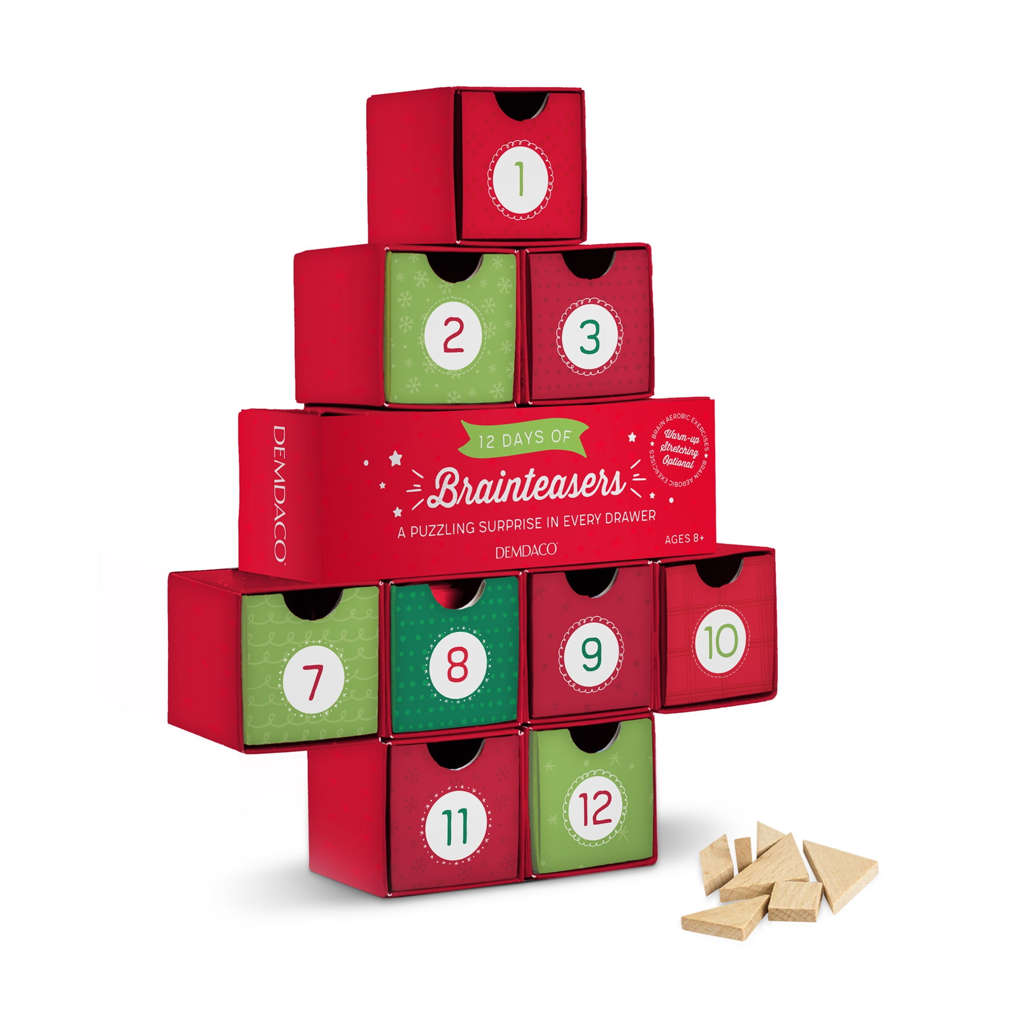 DEMDACO 12 Days of Brainteasers Red and Green Paper Puzzle Activity ...