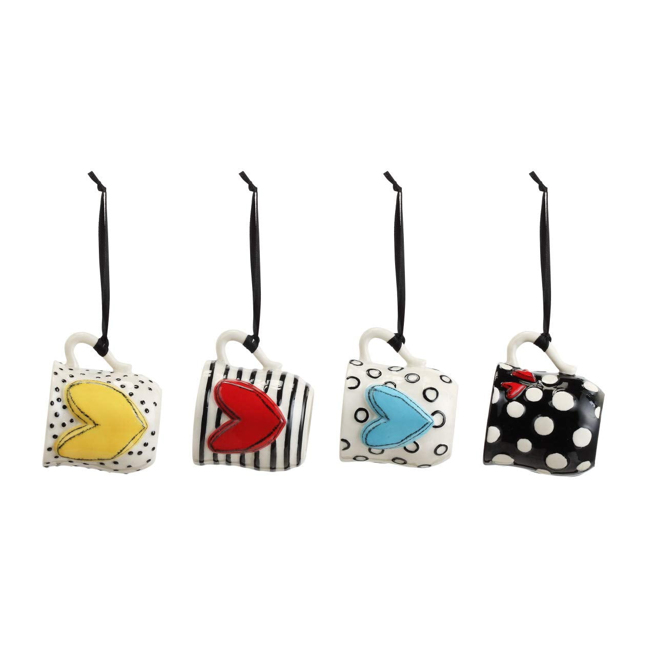 DEMDACO Ceramic Stoneware Coffee Pod Mug Ornaments, Black and White Set ...