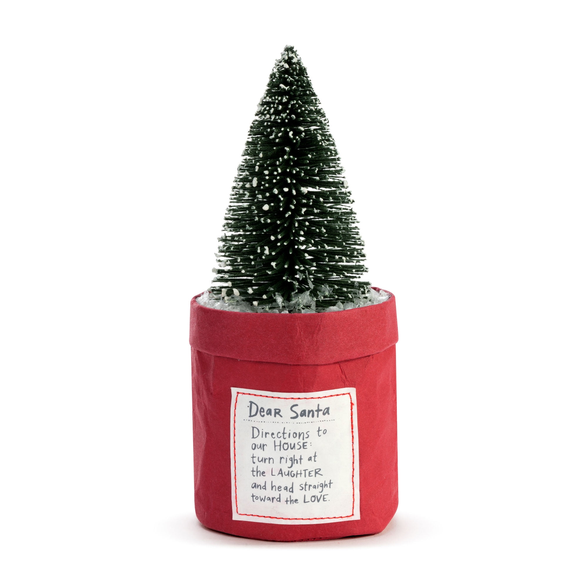 DEMDACO Dear Santa Green and Red 7 Inch Acrylic Potted Artificial Snowy ...