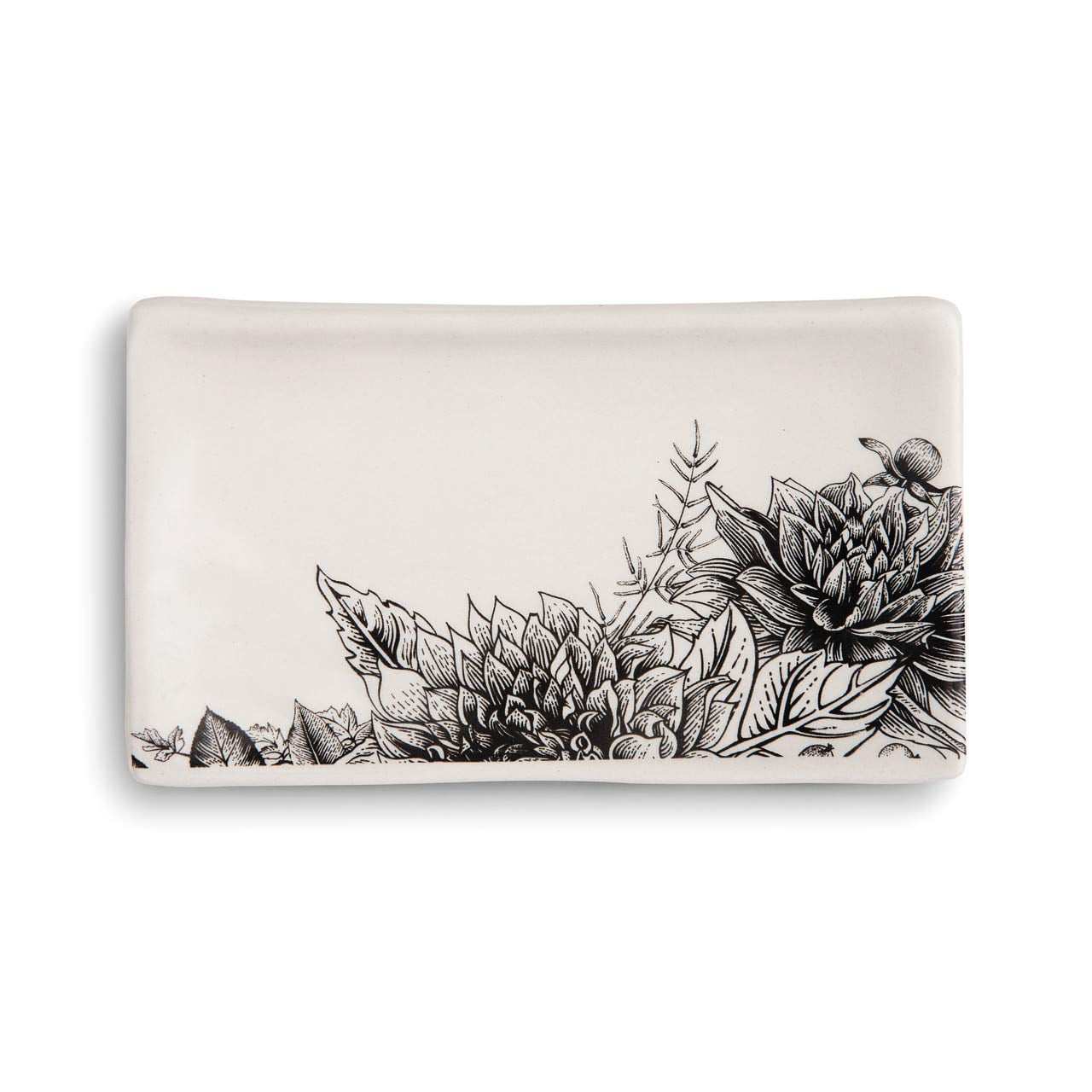 DEMDACO Floral Glossy Black and White 6 x 3.5 Stoneware Ceramic ...