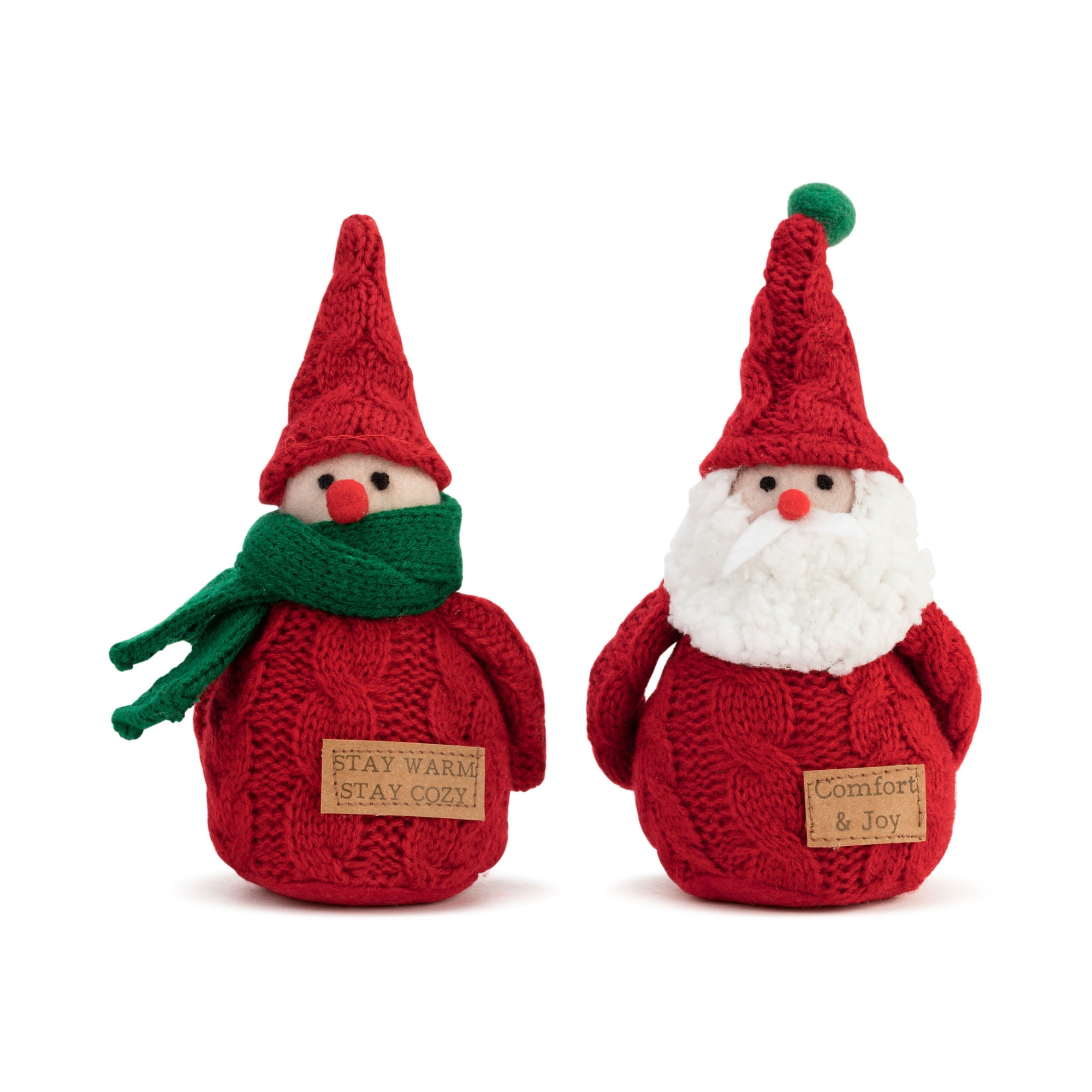 DEMDACO Gnome Santa and Snowman Red and Green 6.5 Inch Christmas ...