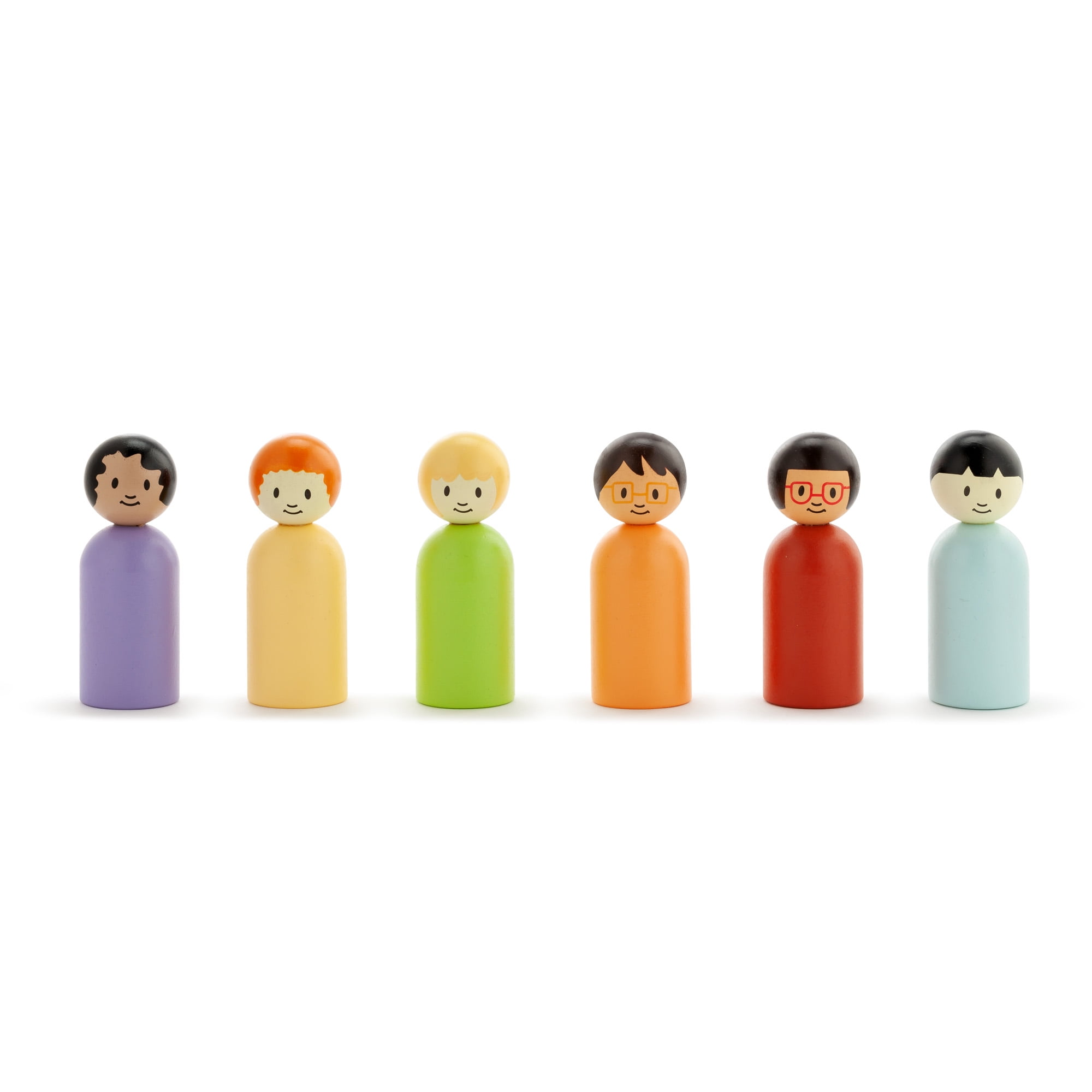 DEMDACO Hopeful Rainbow 4 Inch Childrens Wooden Dolls 6 Piece Set ...