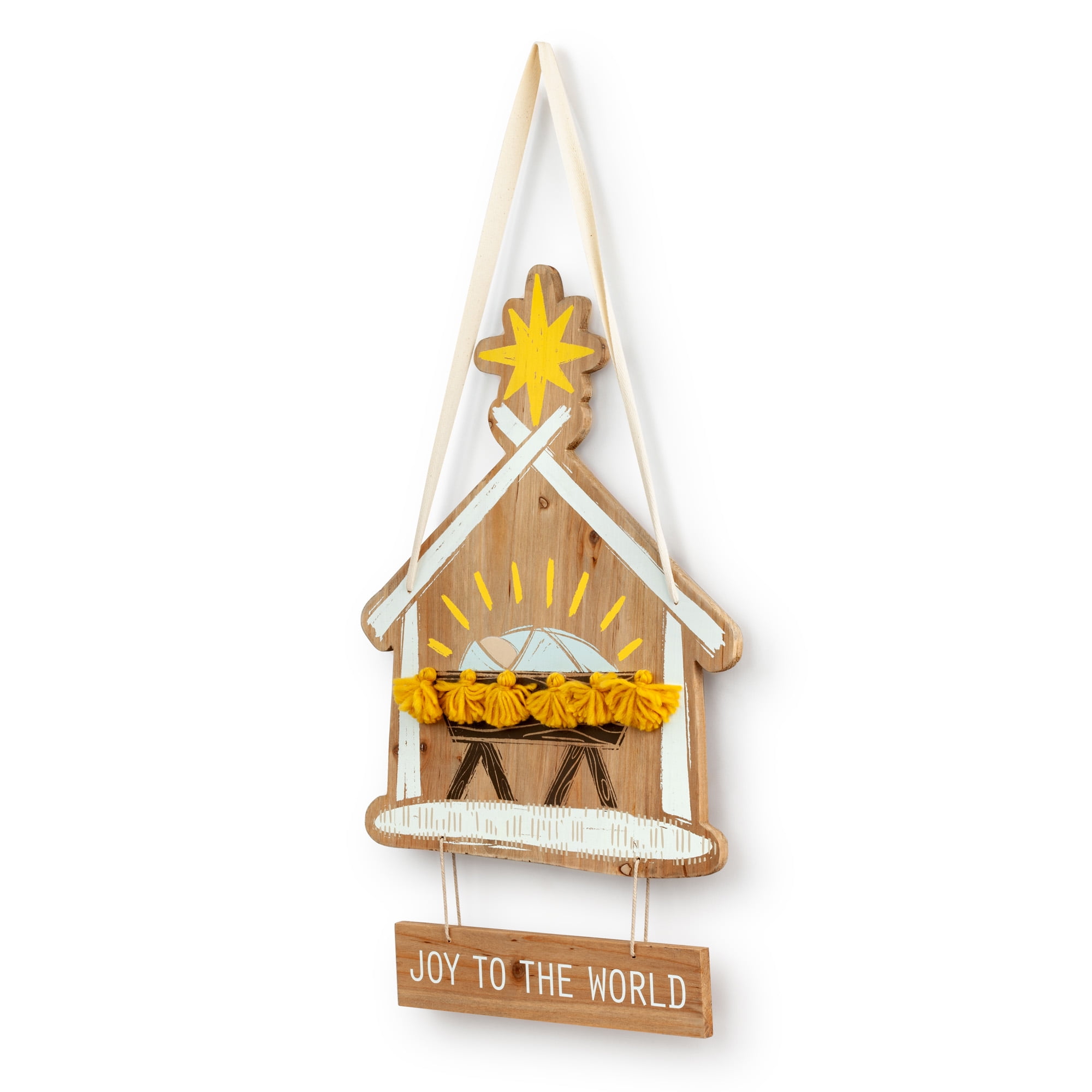 DEMDACO Joy To The World Nativity 22.5 Inch Fir Wood Christmas Door ...
