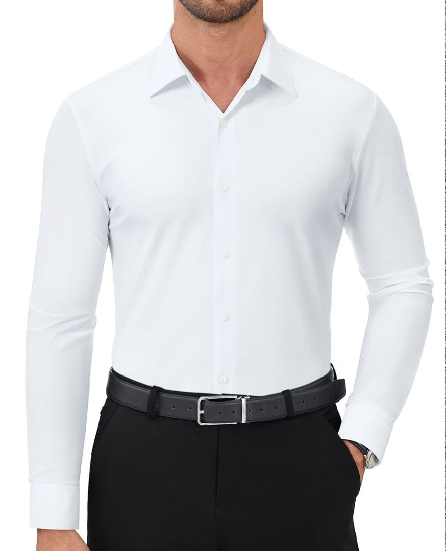 Youclos Long Sleeve 4-Way Stretch Dress Shirts for Men Button Down ...