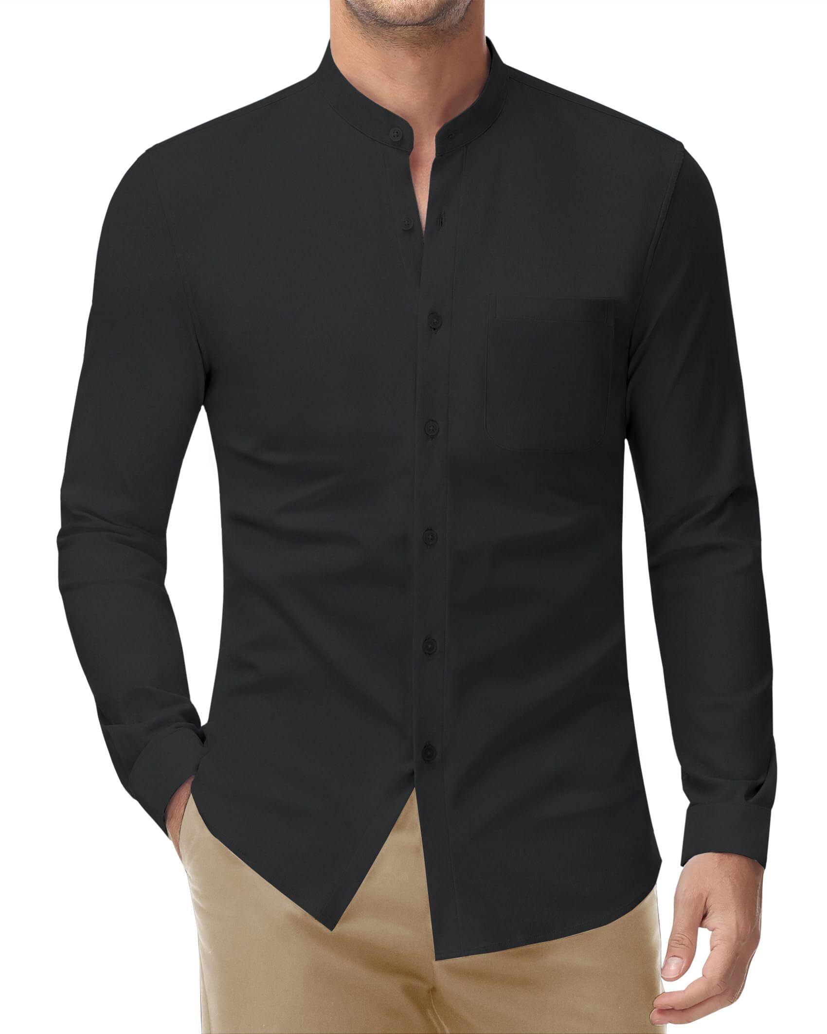Edwards Men's Banded Collar Long Sleeve Shirt, Style 1396 - Walmart.com