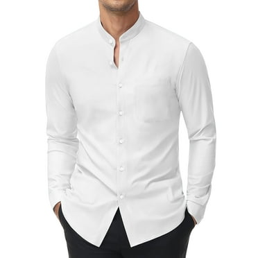 BUYJYA Men's Muscle Dress Shirts Casual Button Down Long Sleeve ...