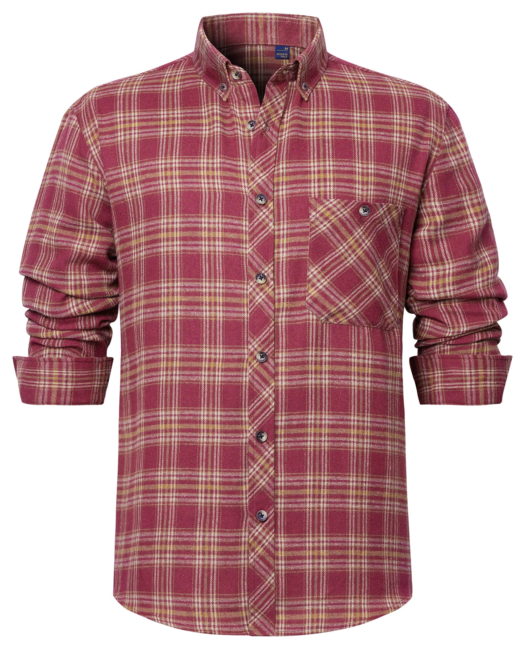 DEMEANOR Men's Long Sleeve Plaid Flannel Shirts with Pocket Casual ...