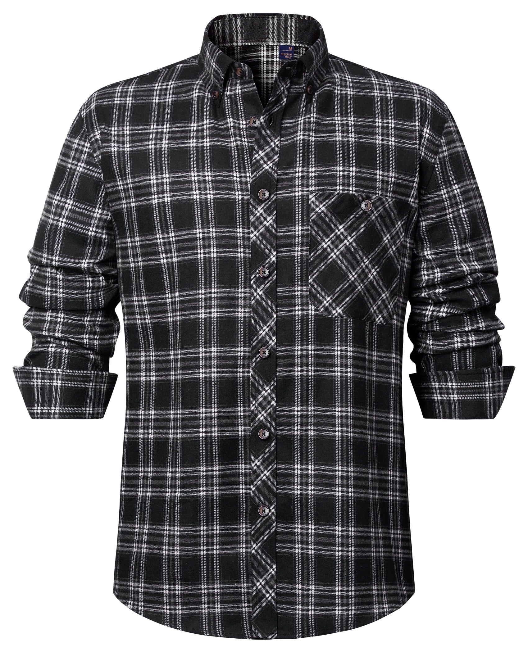 DEMEANOR Men's Long Sleeve Plaid Flannel Shirts with Pocket Casual ...