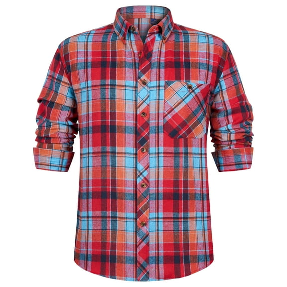 Gufahion Men's Hoodie Shirts Long Sleeve Casual Button Down Plaid Shirt ...