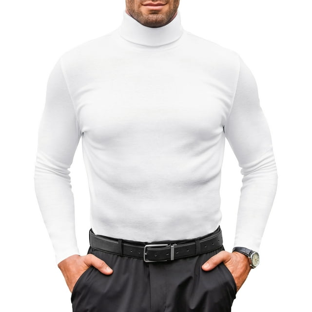 DEMEANOR Men's Pullover Sweater Long Sleeve Knitted Turtleneck Sweaters ...
