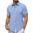 DEMEANOR Short Sleeve Linen Shirts for Men Casual Button Down Hawaiian ...
