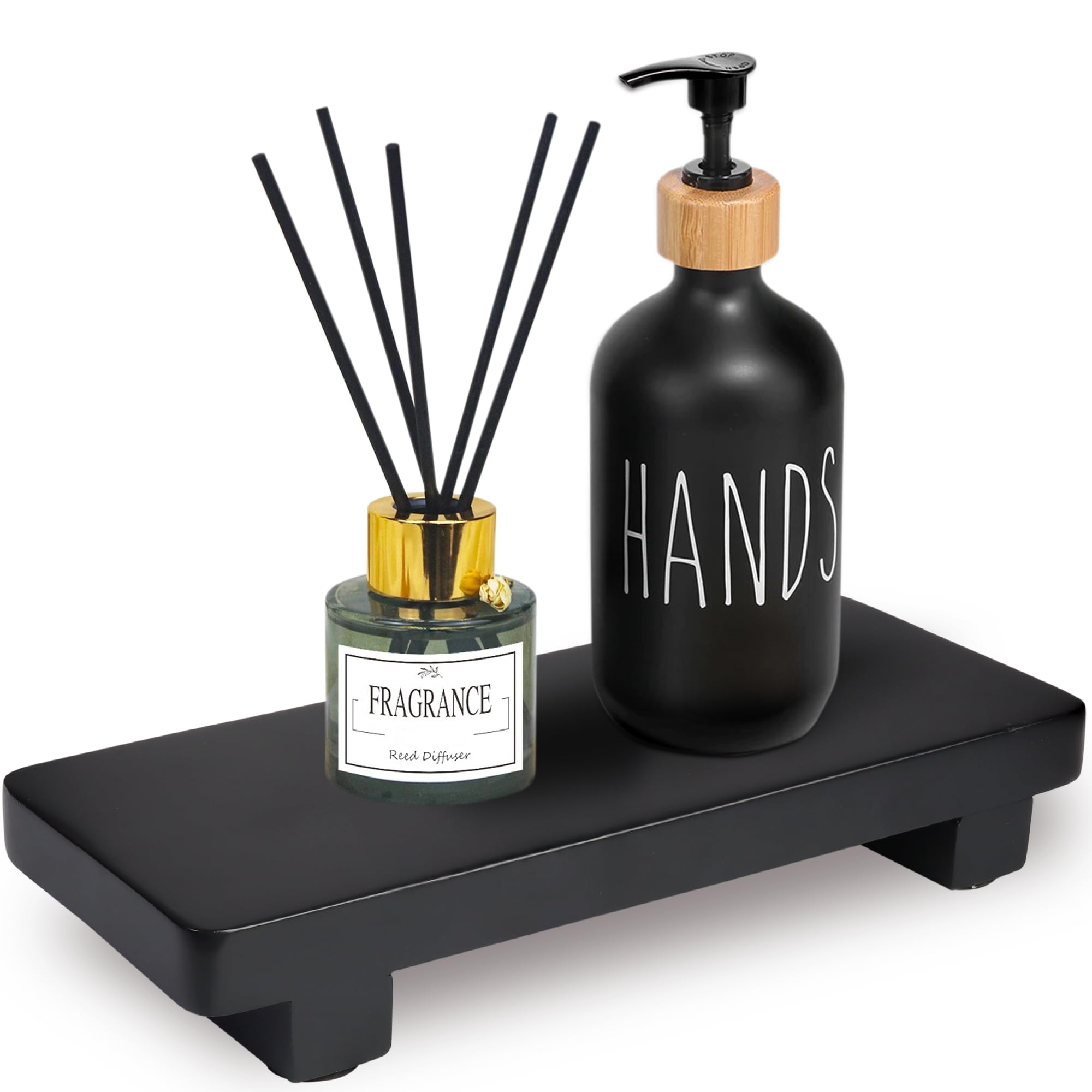 DEMIGO Sink Soap Stand, 100% Acacia Wood Riser 9.8 x 4 Inches Rustic ...