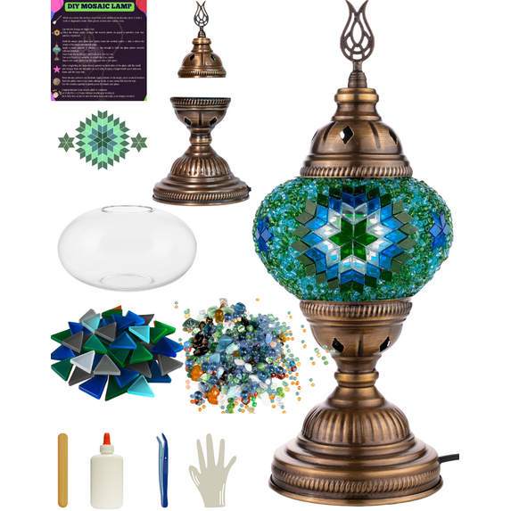 DEMMEX DIY Turkish Mosaic Lamp Making Kit – No Grout Needed – Fun, Easy ...
