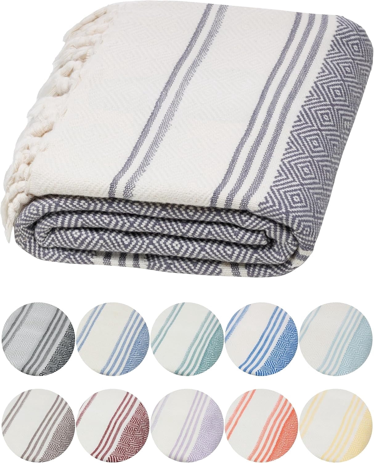 DEMMEX Organic Diamond Turkish Bath & Beach Towel - 100% Oeko-TEX ...
