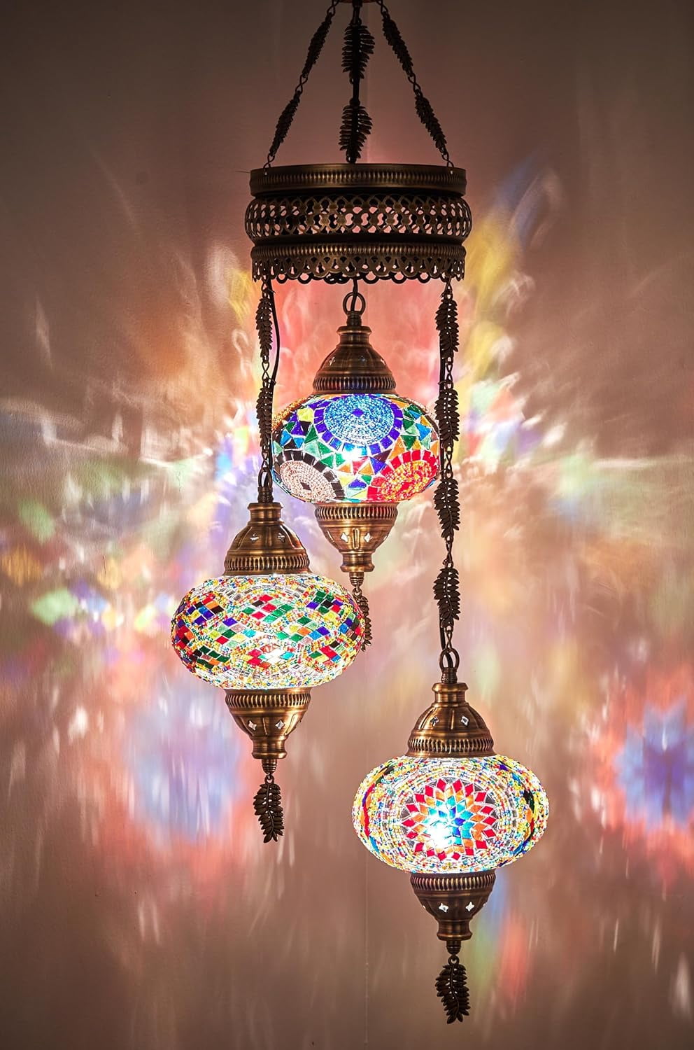 Turkish Moroccan Mosaic Hardwired Chandelier Light Ceiling Hanging Lamp ...