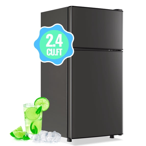 DEMULLER Mini Refrigerator with Freezer, 2.4 Cu.Ft Compact Fridge, Gray ...