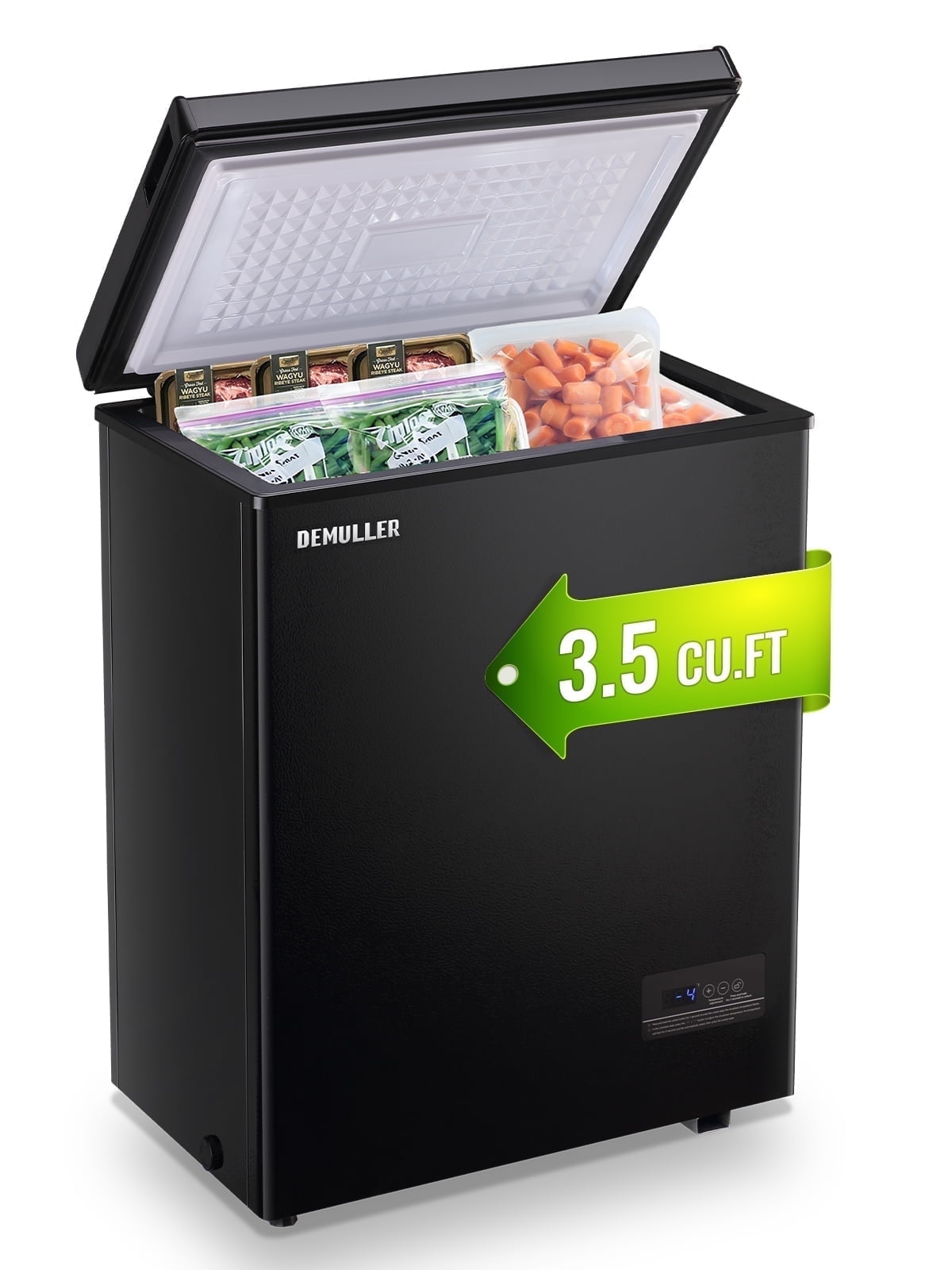 DEMULLER 3.5 Cu.ft Chest Freezer, Compact, Black, Quiet, Energy ...