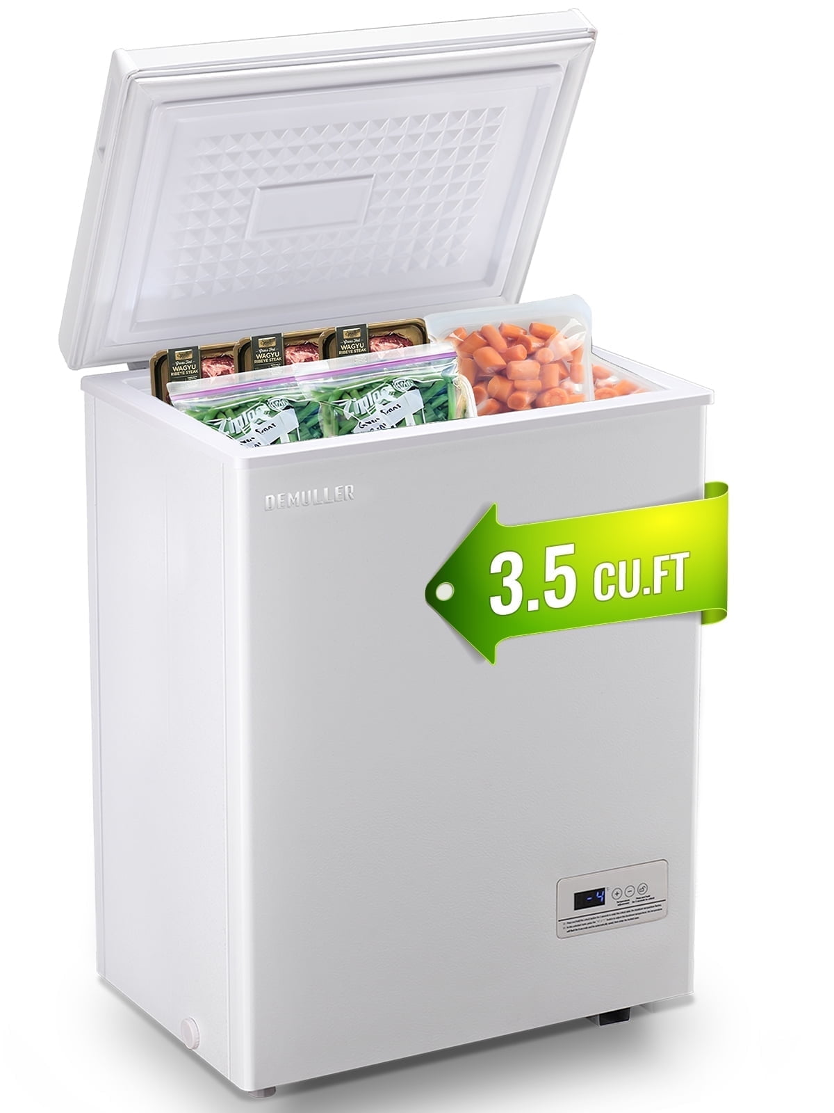 DEMULLER 3.5 Cu. ft Compact Chest Freezer, Top Open, Energy Efficient ...