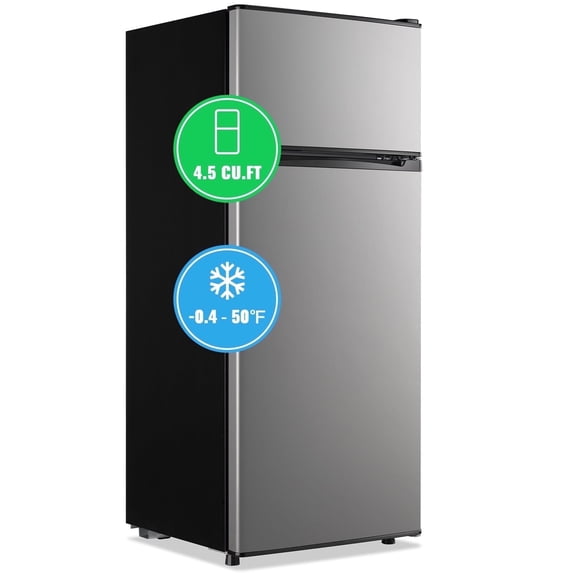 DEMULLER 4.5 Cu.ft Mini Refrigerator, Double Door, 3 Glass Shelves ...