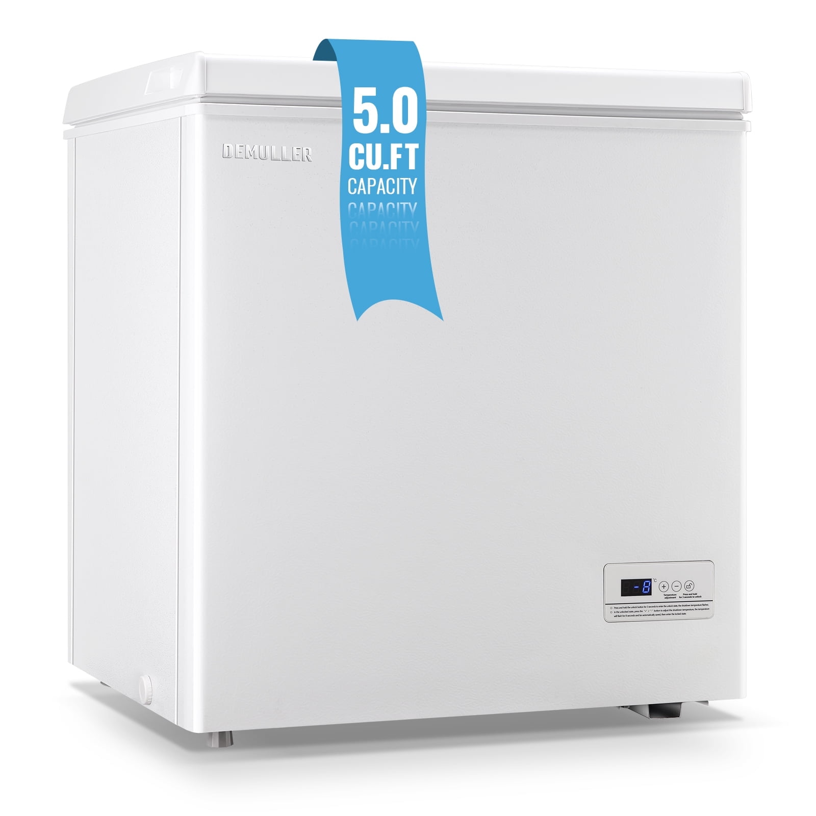 DEMULLER Chest Freezer 5.0 Cu. ft Removable Stainless Steel Basket Mini ...