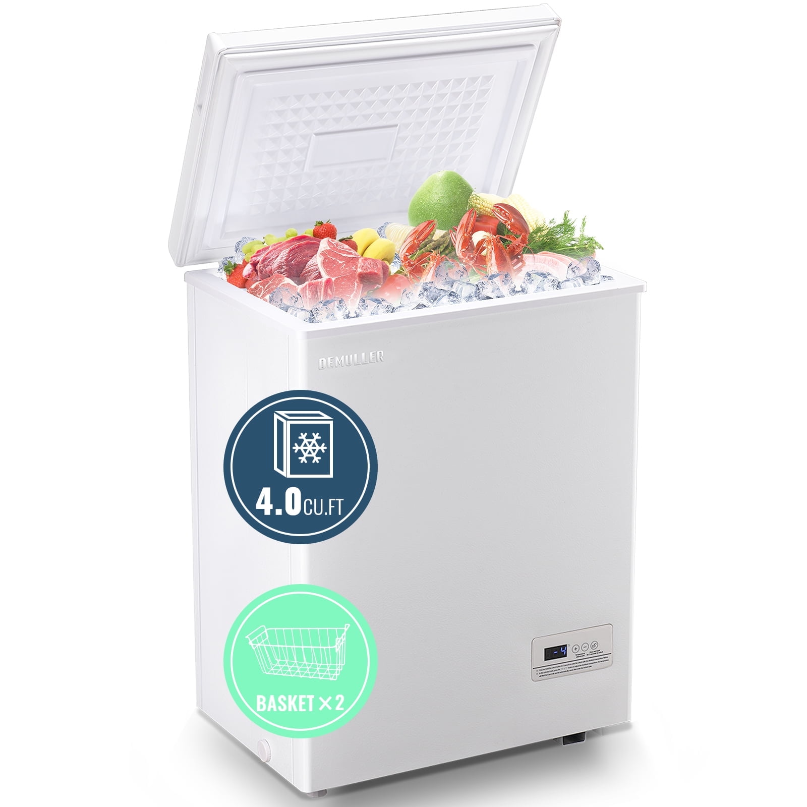DEMULLER Deep Chest Freezer, 3.5 Cu. Ft, Two Storage Baskets, Ultra-Low ...