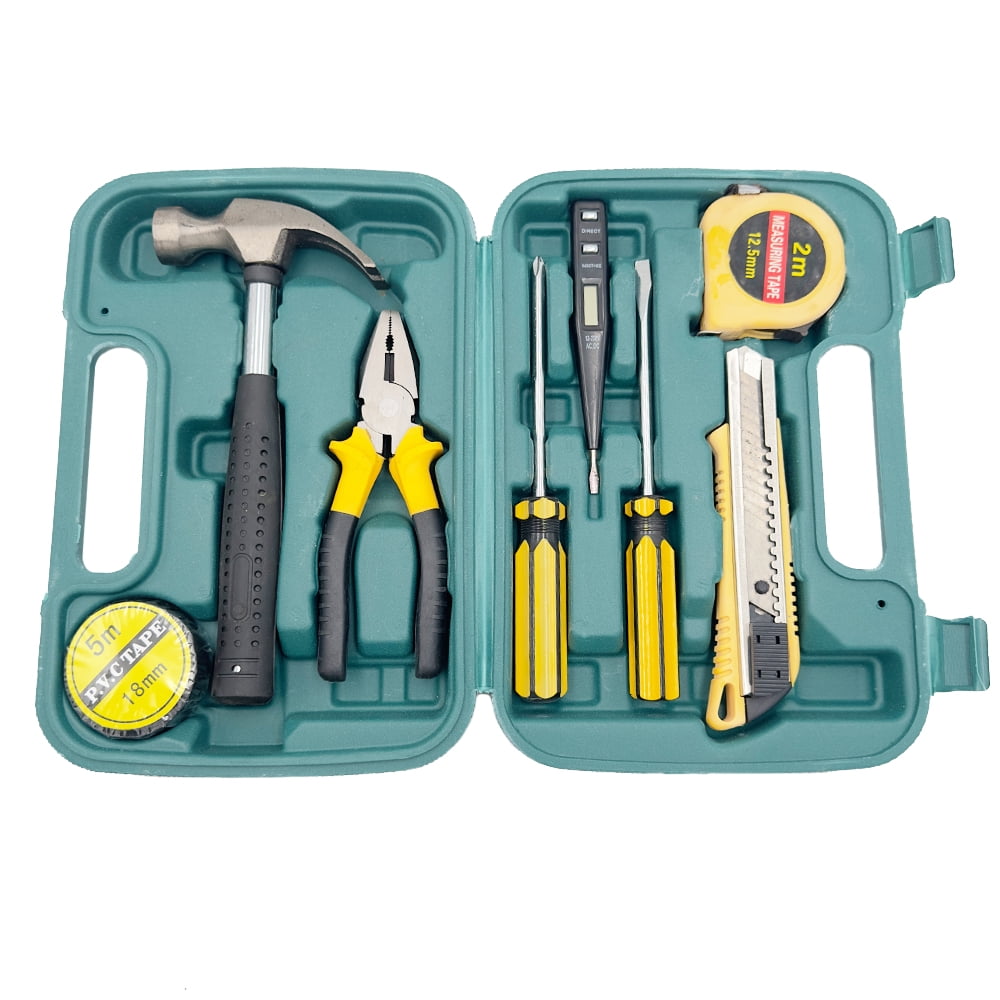 DEMi 9-Piece Household Hand Tool Kit with Starter Tool Box and Compact Storage Case for DIY Home ...