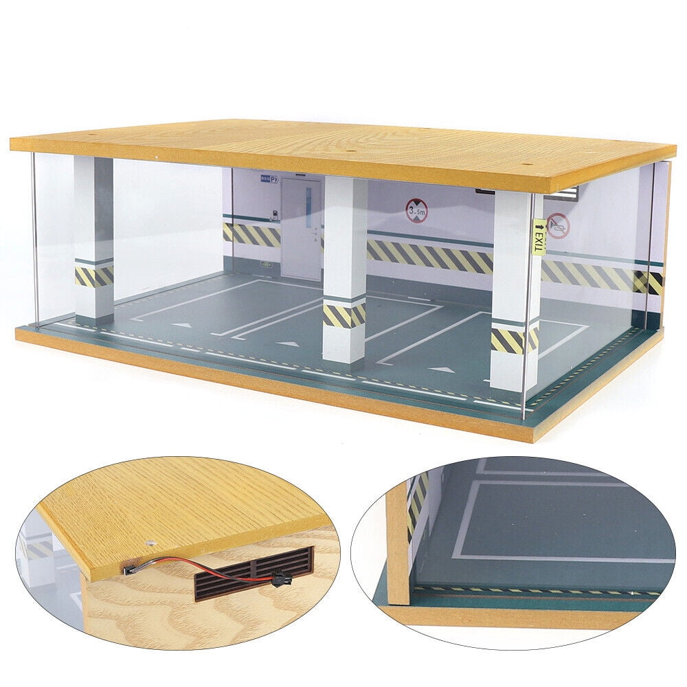DENEST 1/24 Scale Car Garage Model Diorama Parking Lot Scenery Display ...