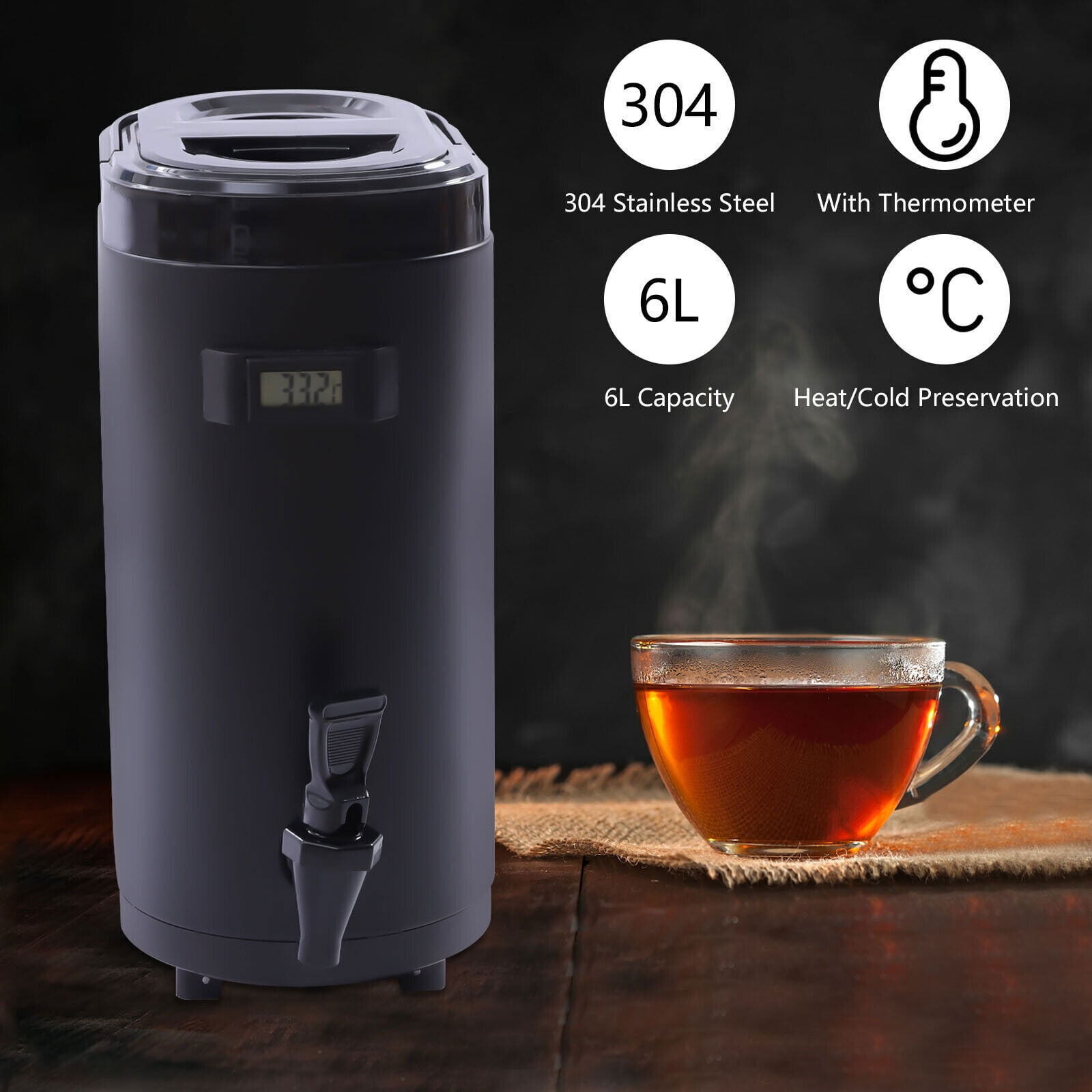 DENEST 10L Insulated Beverage Dispenser Stainless Thermal Hot and Cold ...