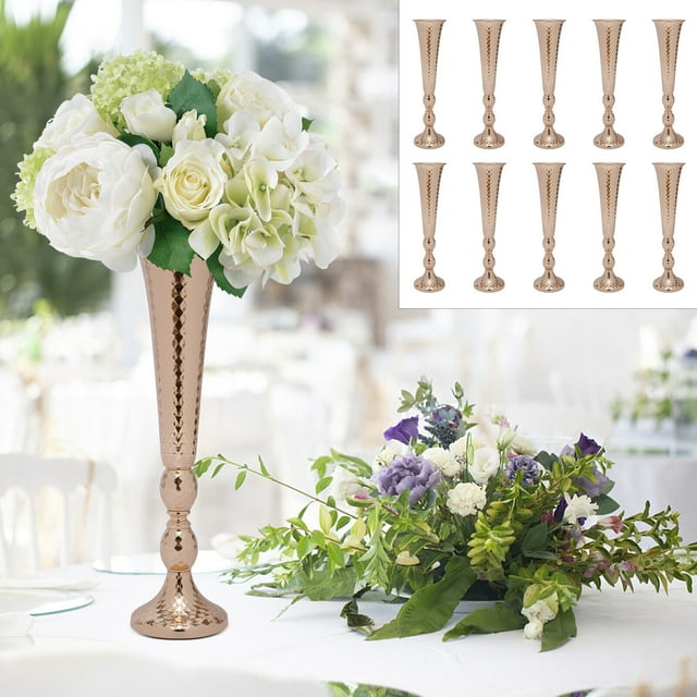 DENEST 10Pcs Gold Flower Vases Wedding Table Centerpieces 20.5" Tall ...