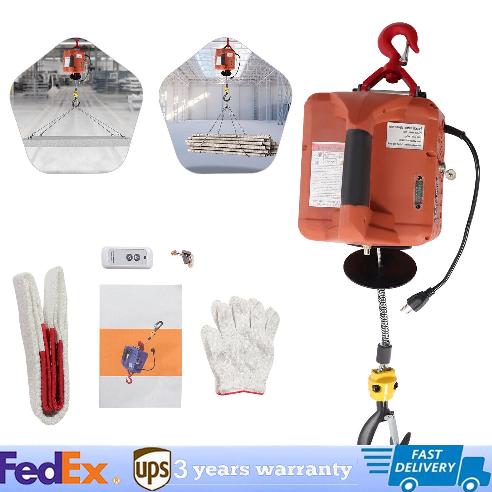 DENEST 1100lb/500kg 110V Electric wireless Hoist Winch Hoist Crane Lift ...