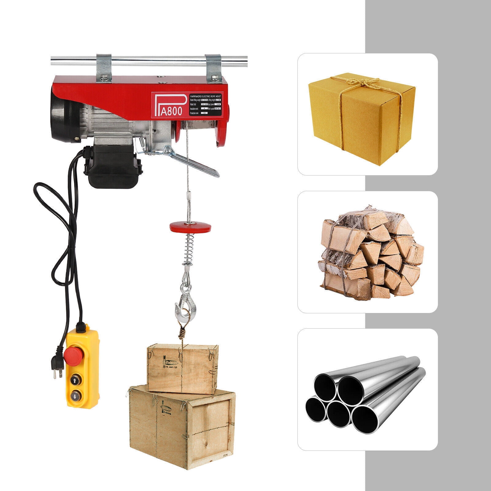 DENEST 110V 1763lbs Electric Cable Hoist Crane Winch Garage Lift Wired ...