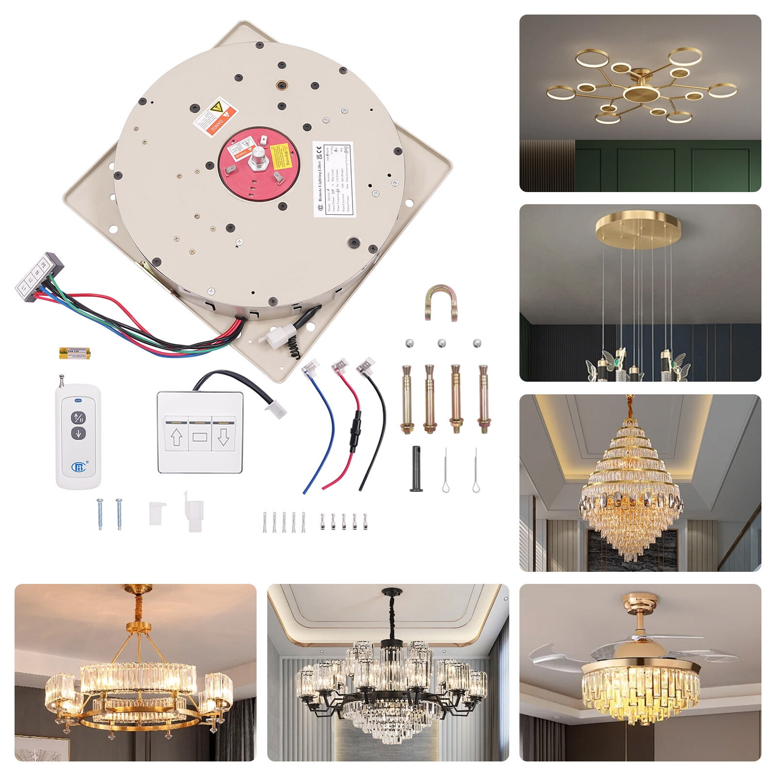 DENEST 110lbs Electric Chandelier Hoist Lifter Pendant Lamp Lifting ...
